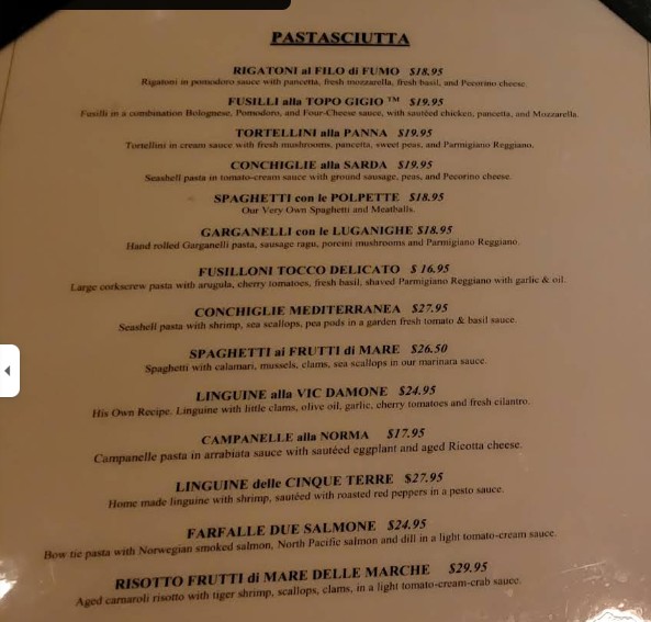 Topo Gigio Ristorante Menu – Authentic Italian Cuisine & Outdoor Patio ...